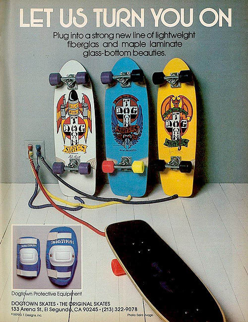 Dogtown Skates, 1979 L-R Bob Biniak’s Bullet design, Wes Humpston’s ...