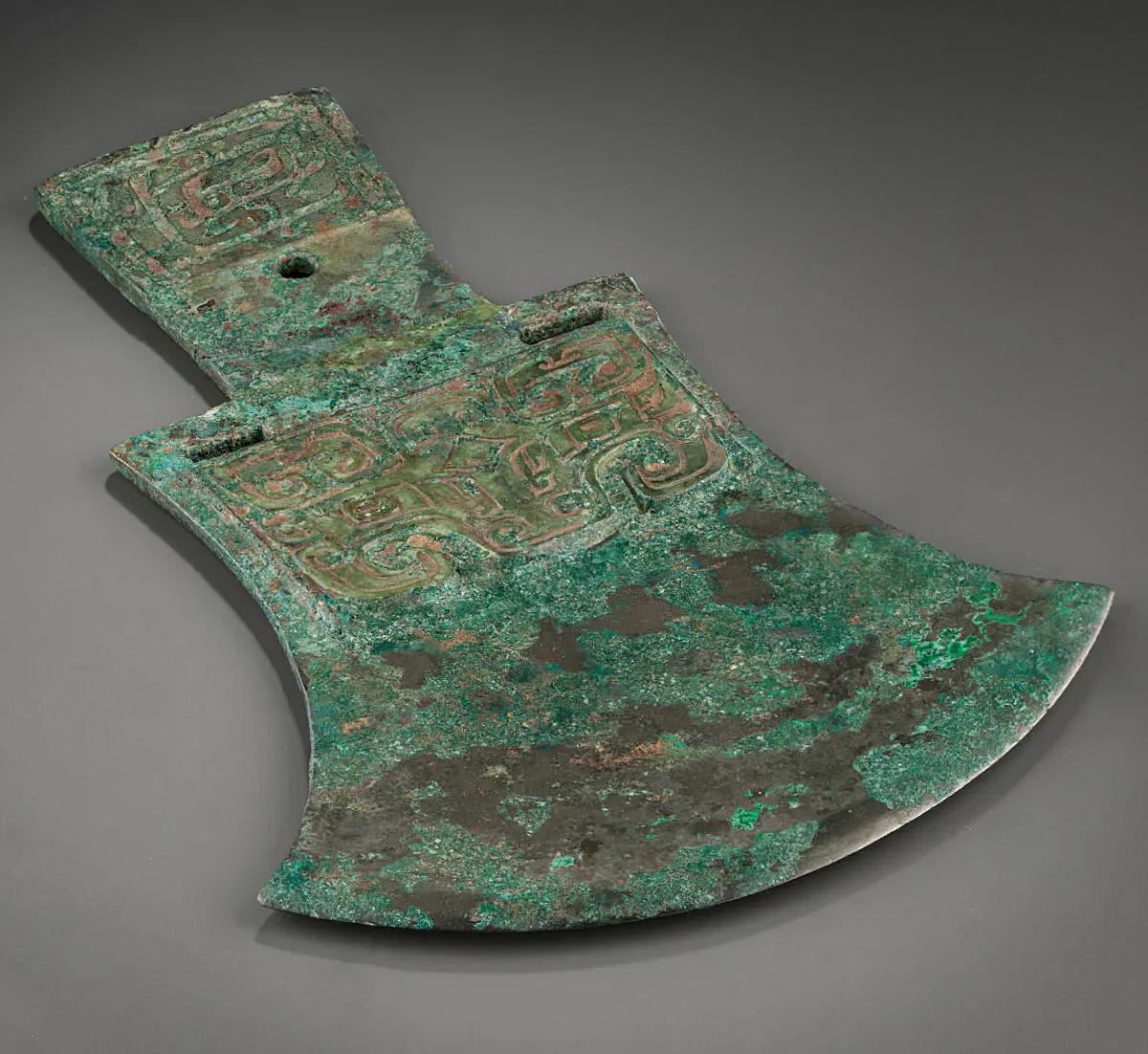 Bronze axe with taotie pattern. China, Shang dynasty, 13th-11th century BC