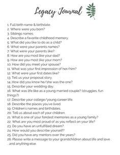 Legacy Journal - A Thoughtful Place | History journal, Journal writing ...