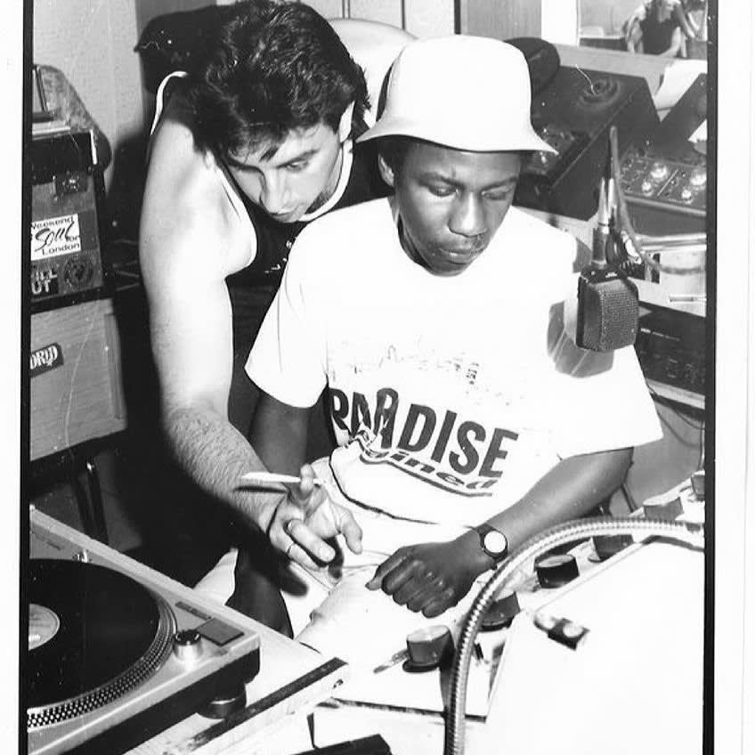 TB to two legends! @Jazzy_M during one of his first international gigs ...