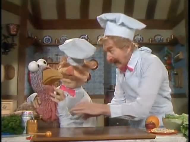 Danny Kaye visits the Swedish Chef's kitchen, helping to prepare a ...