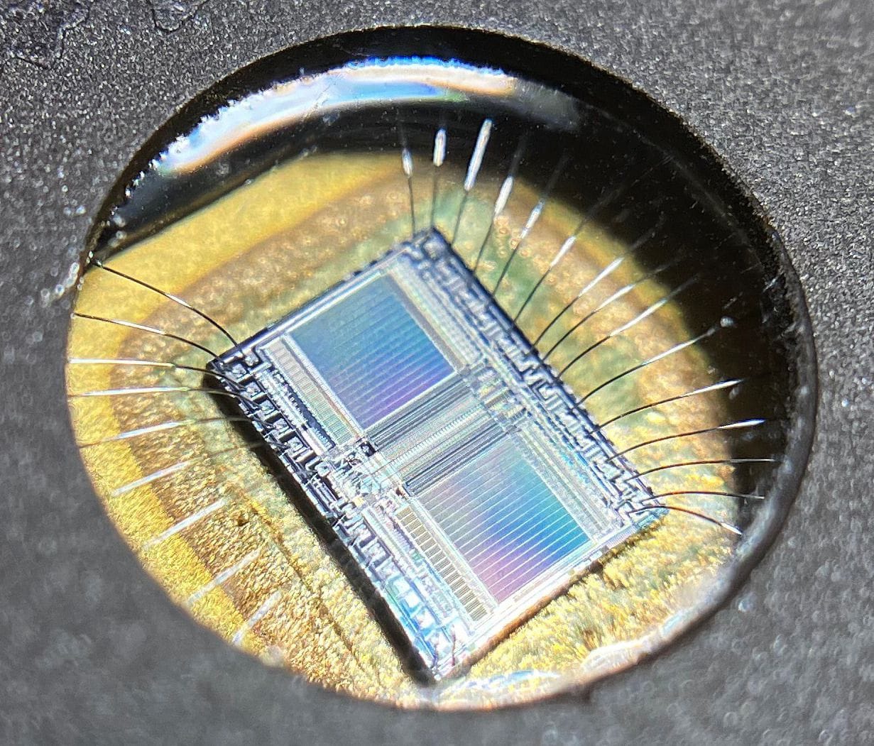 Texas Instruments 128K EPROM, 1988. Approx. size of area shown is 8mm ...
