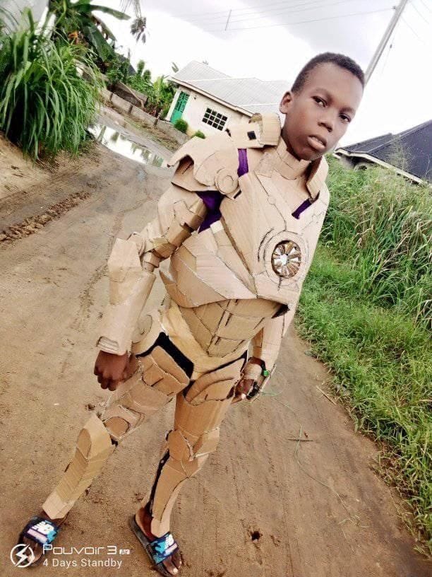 This young boy made Iron man’s suit with Cartons..