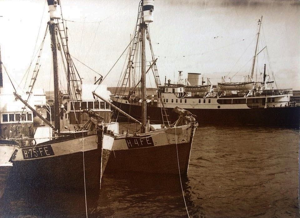 Norwegian harpoon-equipped basking shark hunting vessels (known locally ...
