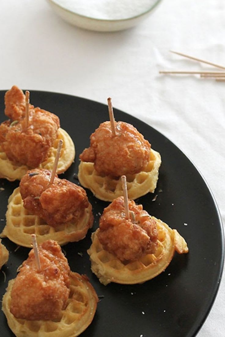 24 Easy Tiny Finger Food Recipe Ideas: Mini Chicken and Waffles