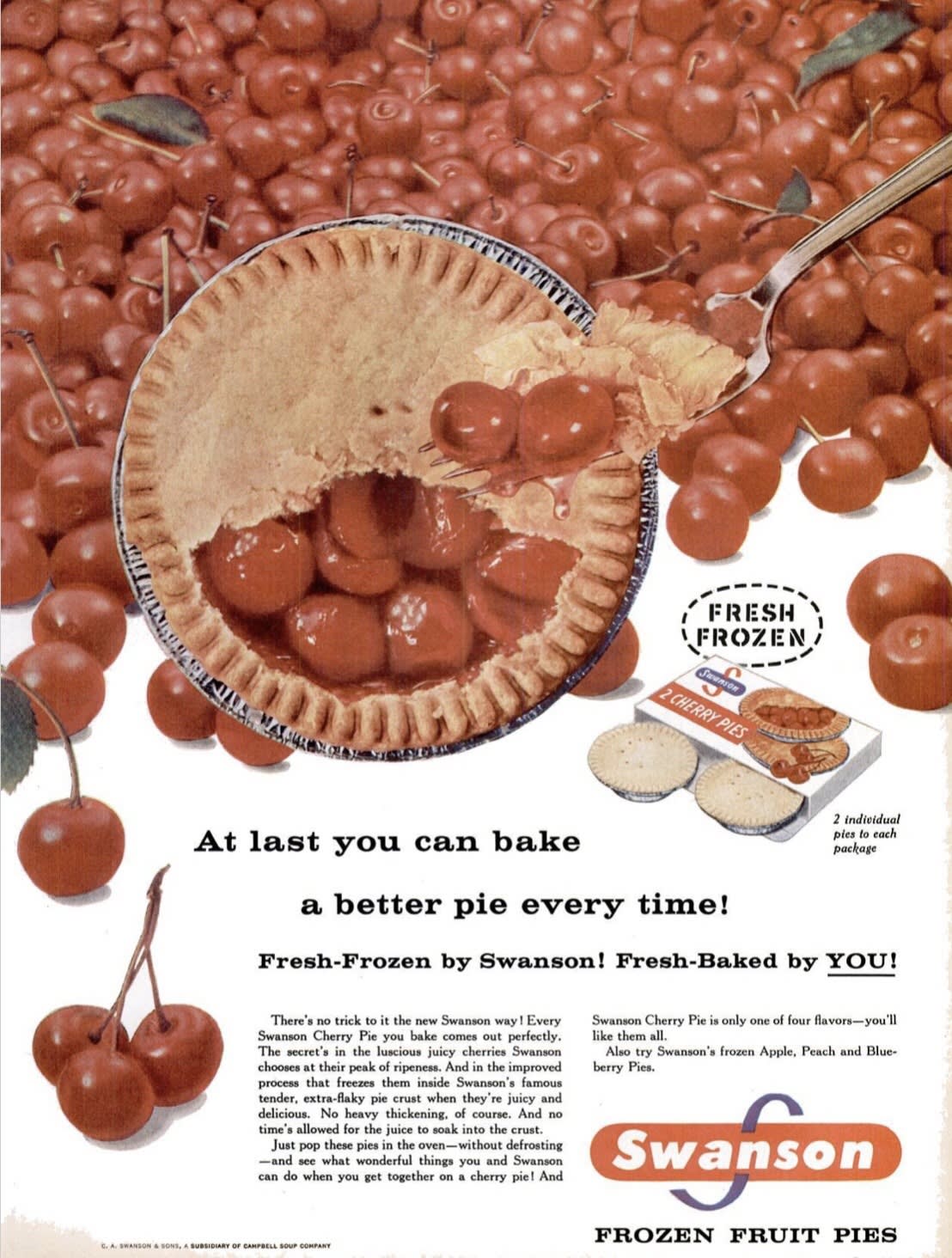 1956 Swanson Frozen Fruit Pies