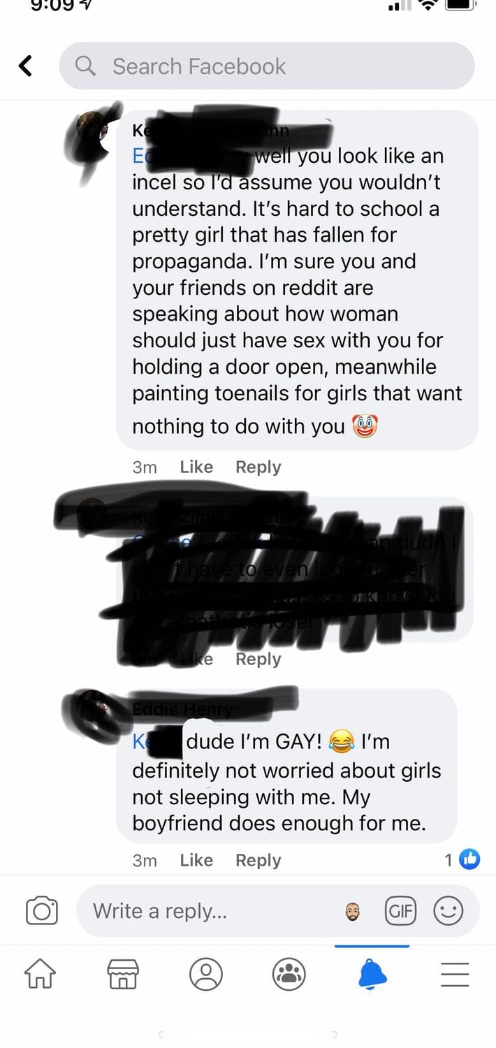 I (“E” in convo below) called out a guy (“K”) for a misogynistic ...