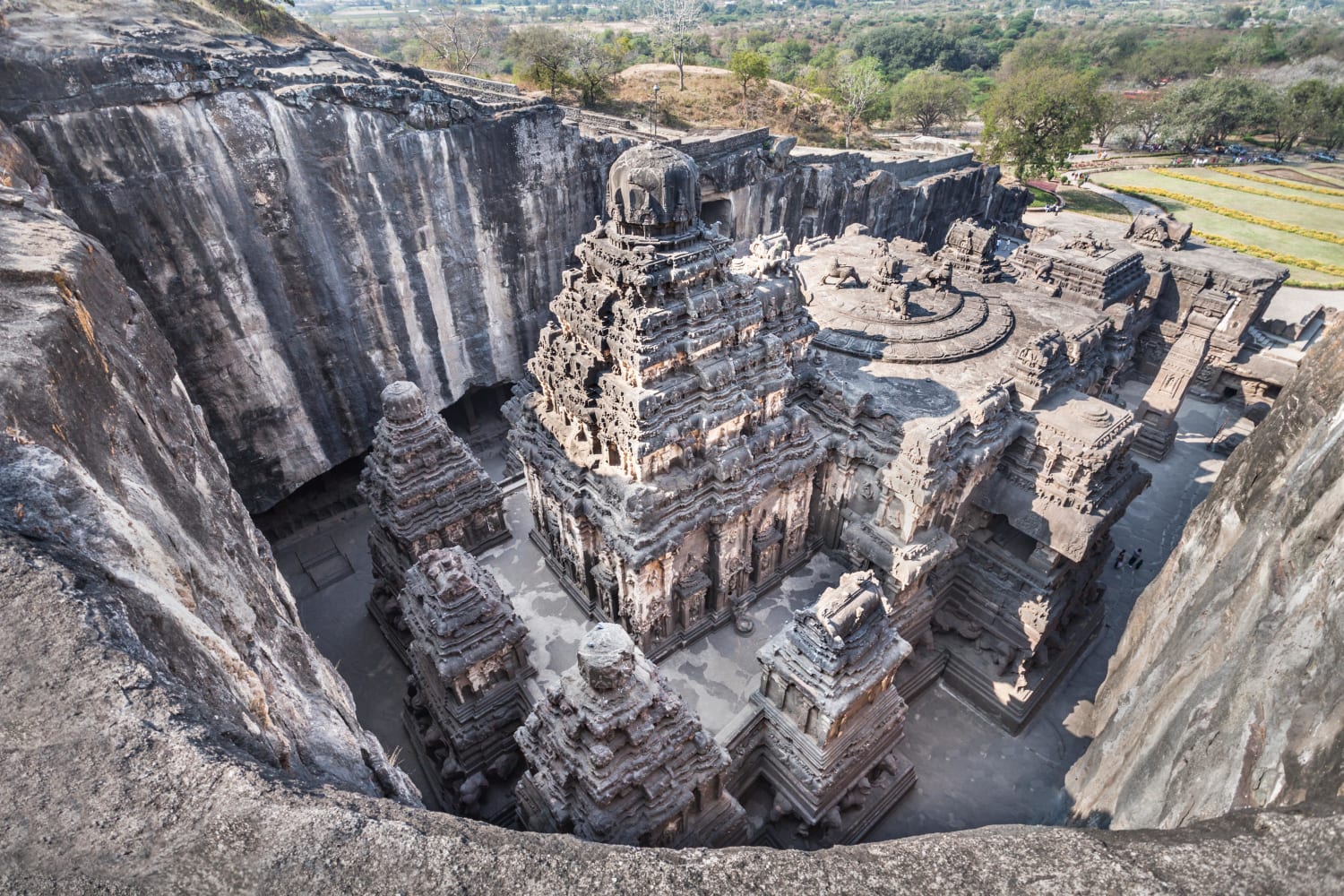 Kailasa temple in India, carved out from bedrock in the 8th century