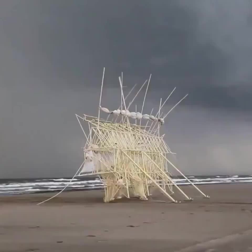 These 'Beach Animals' were created by Theo Jansen as a fusion of art ...