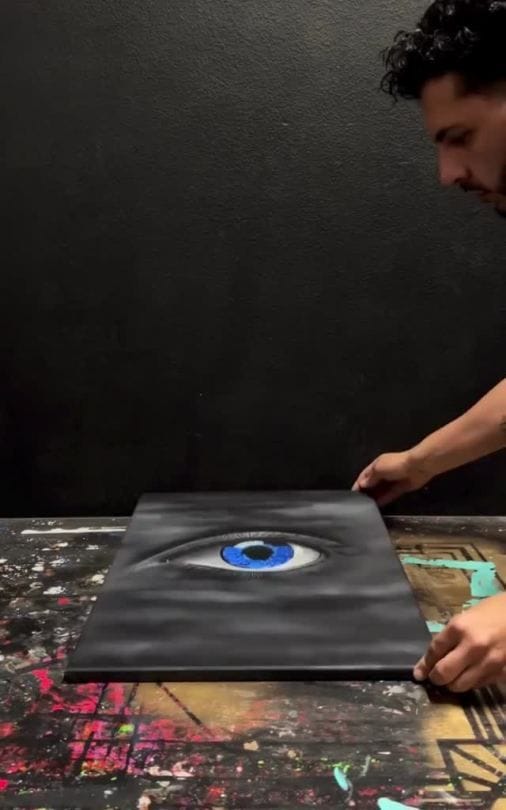 Pouring acrylics on oil painting Chris Jacoub Art...