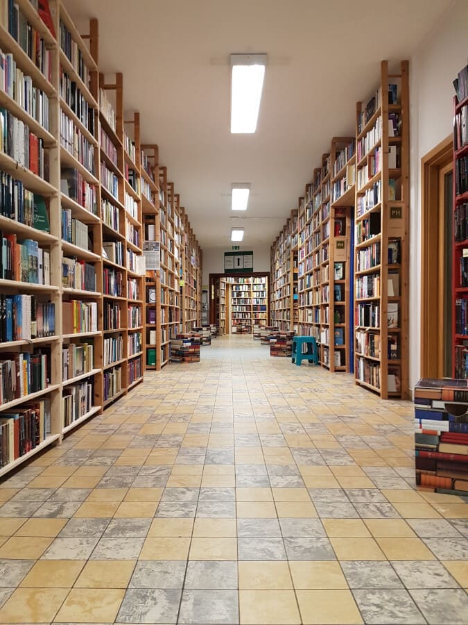 „Bookish“ corridor on level -1 of the „Phantastische Bibliothek“. There ...