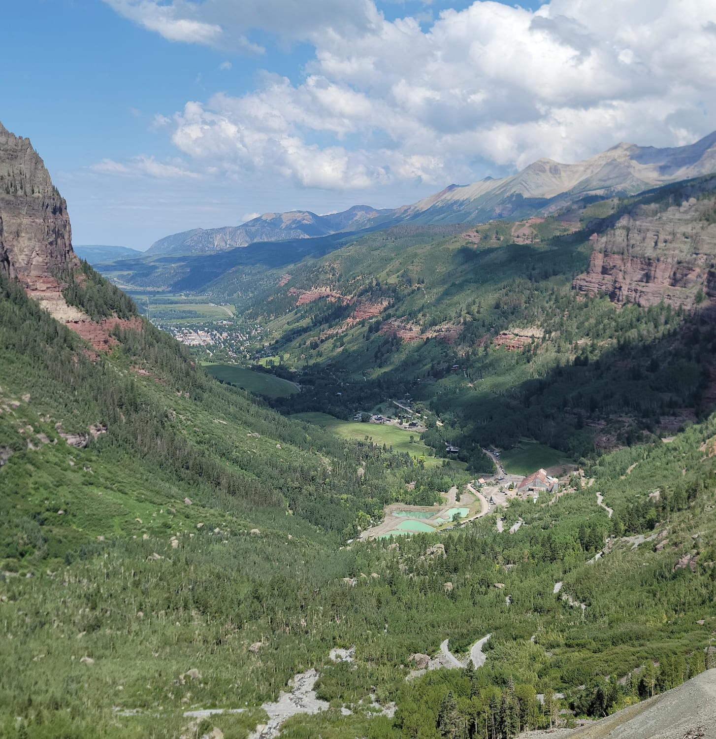 Looking down at the town. Bridal Veil trail over Telluride, Colorado.