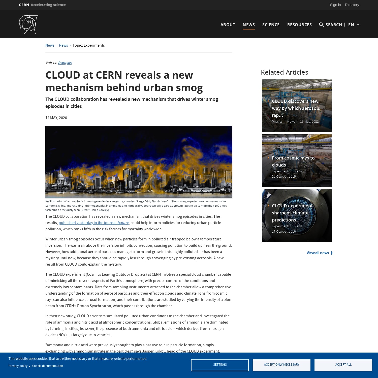CLOUD at CERN reveals a new mechanism behind urban smog