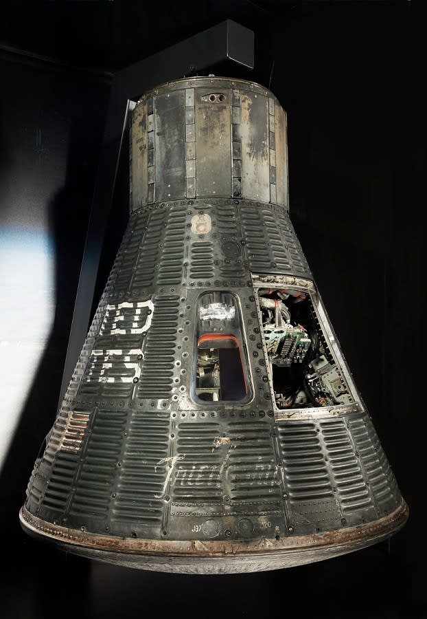 The seat John Glenn sat in for his orbital mission, known as the couch ...