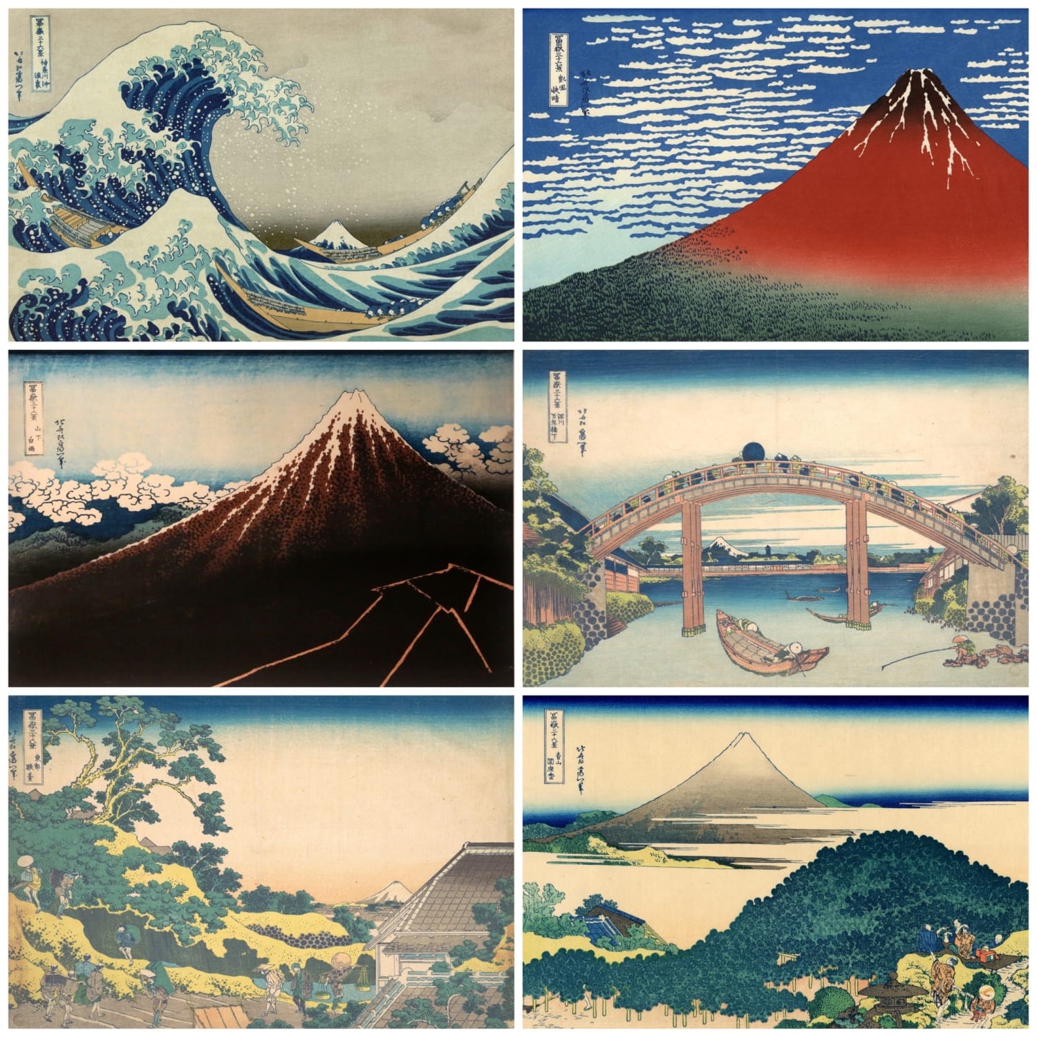 Katsushika Hokusai Thirty-six Views of Mount Fuji (details) c. 1830-1832