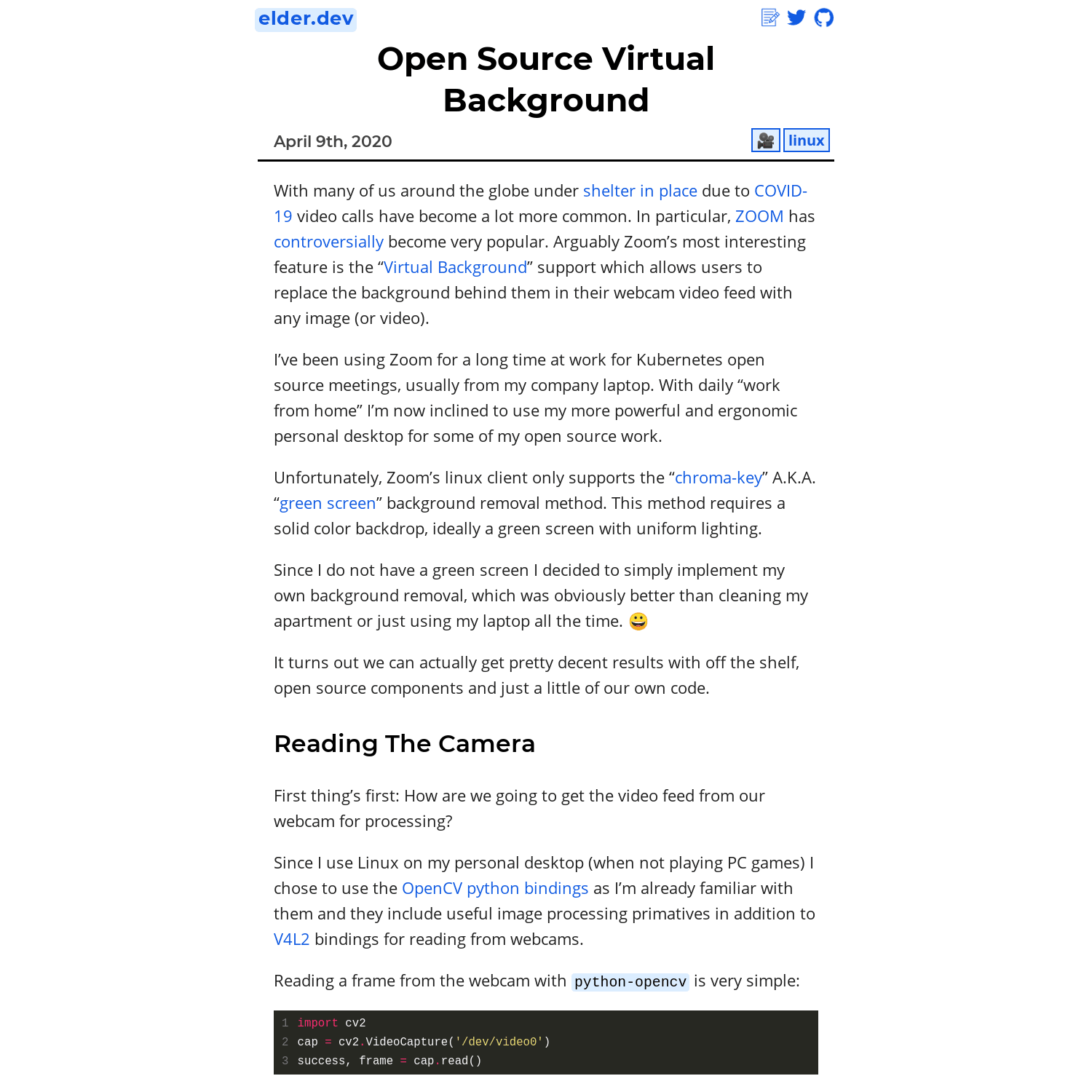 Open Source Virtual Background