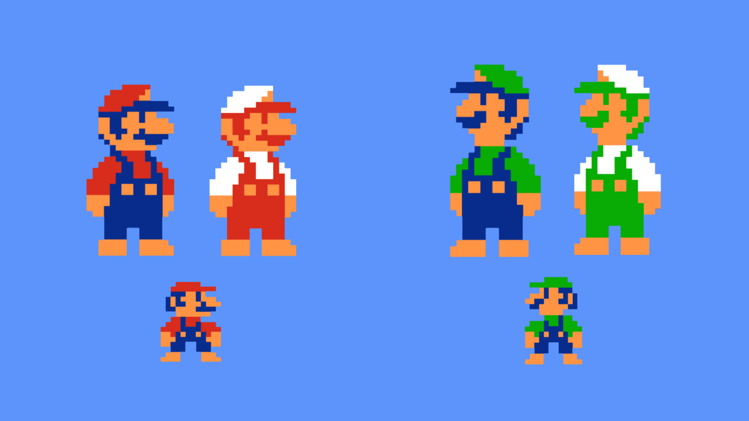 I redesigned Mario & Luigi's sprites from SMB1 to fit the modern style ...