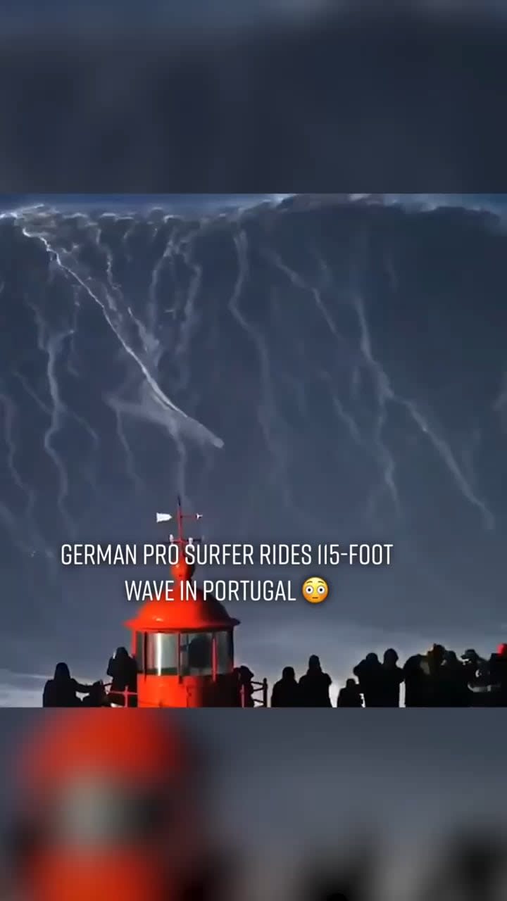 German pro surfer rides 115-ft wave in Portugal