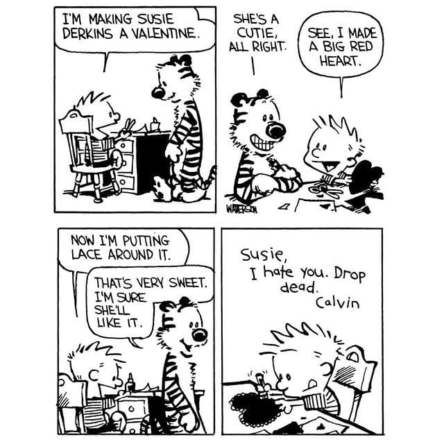 Calvin and Hobbes by Bill Watterson published on February 12, 1986